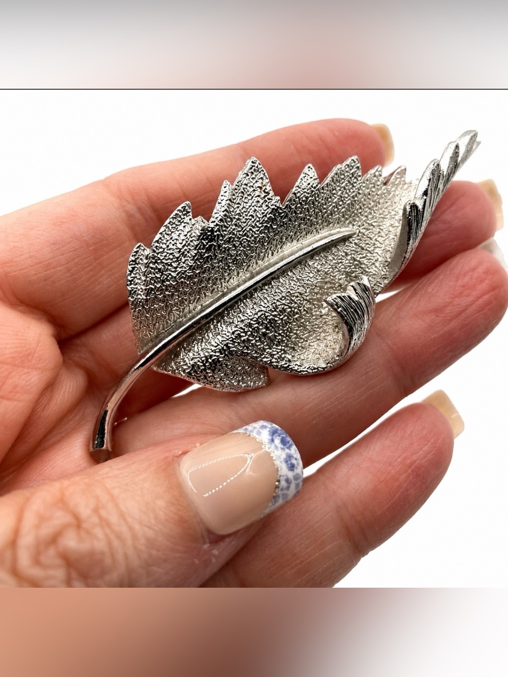 Coro | Jewelry | Coro Textured Silver Tone Curled Leaf Brooch Signed ...